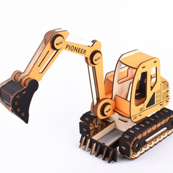 Aryellys | Toys | Natural Wood 3d Puzzle Excavator Wooden Jigsaw Craft ...